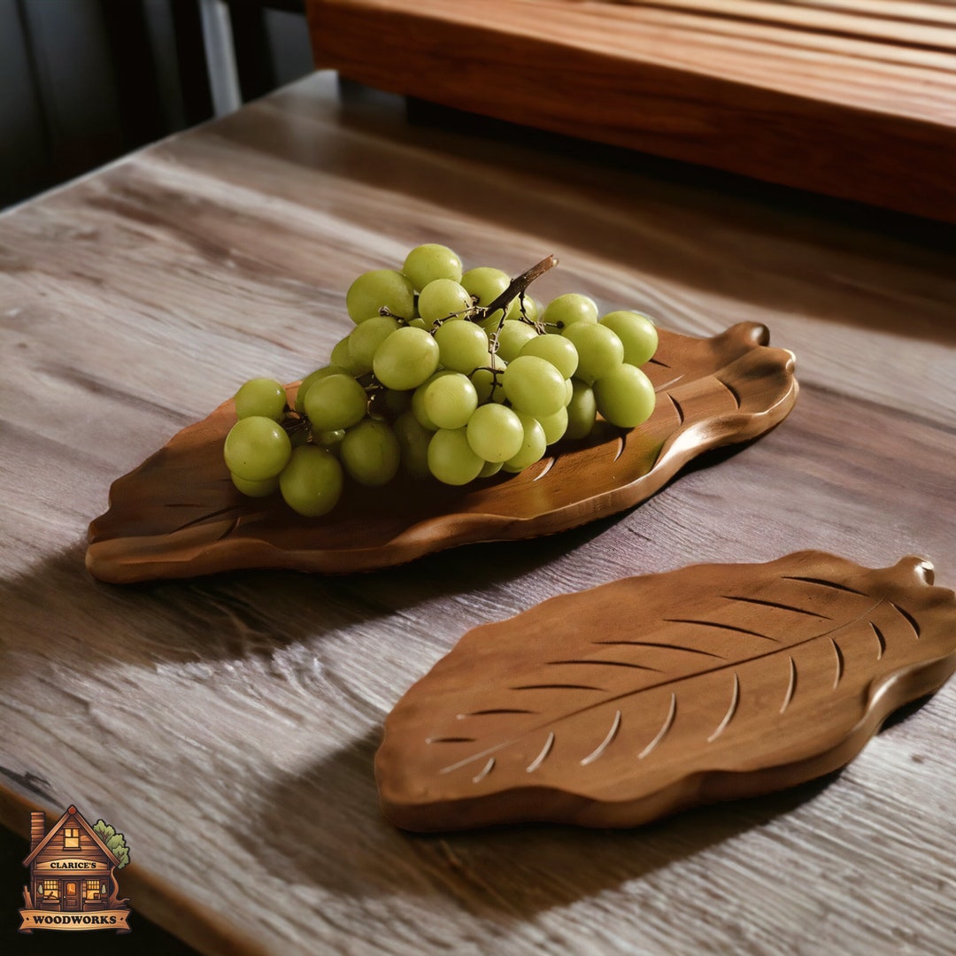 Leaf Serving Tray,wooden Food Trays,rustic Fruit Trays,acacia Wood Tray ...