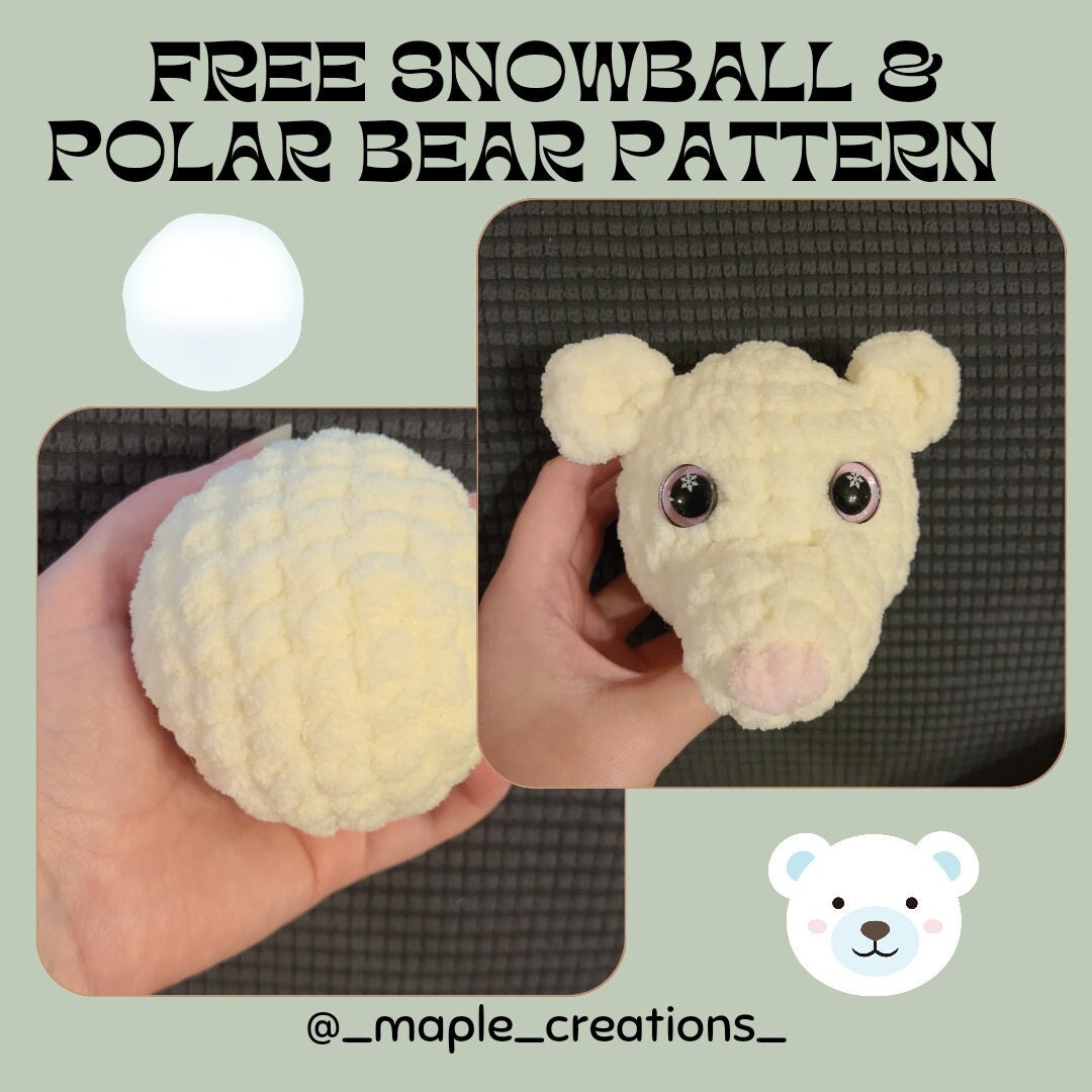 Crochet Polar Bear & Snowball PDF Pattern Digital Download Amigurumi ...