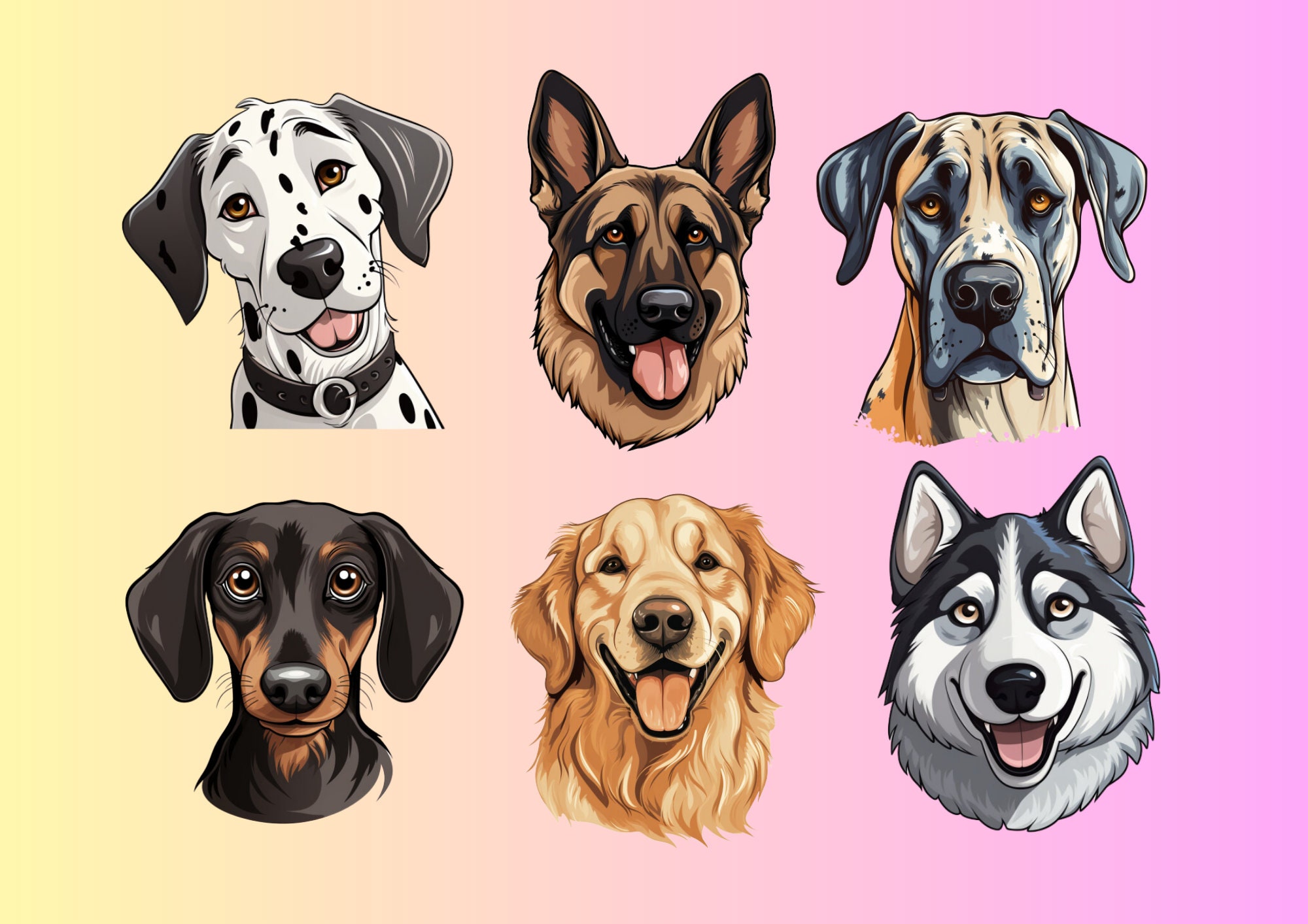Dog Breeds Clip Art Bundle | 28 Dog Breeds, Cartoon Dogs Transparent ...