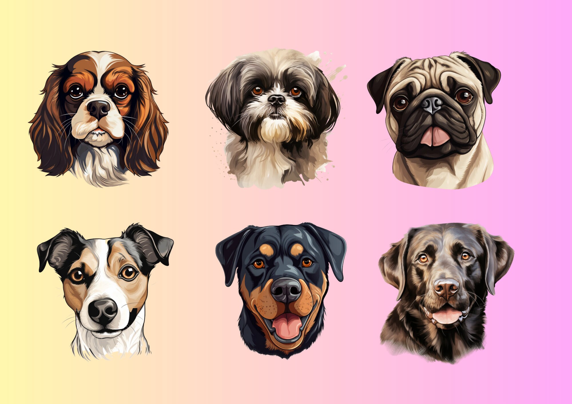 Dog Breeds Clip Art Bundle | 28 Dog Breeds, Cartoon Dogs Transparent ...