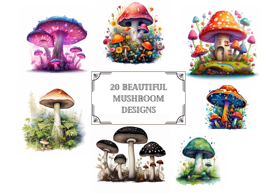 Beautiful Mushrooms Clip Art - Mystical Magical Toadstools - PNG Format ...