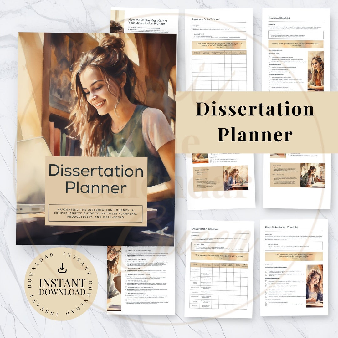 Dissertation Planner Printable Template INSTANT DOWNLOAD US Letter/a4 ...