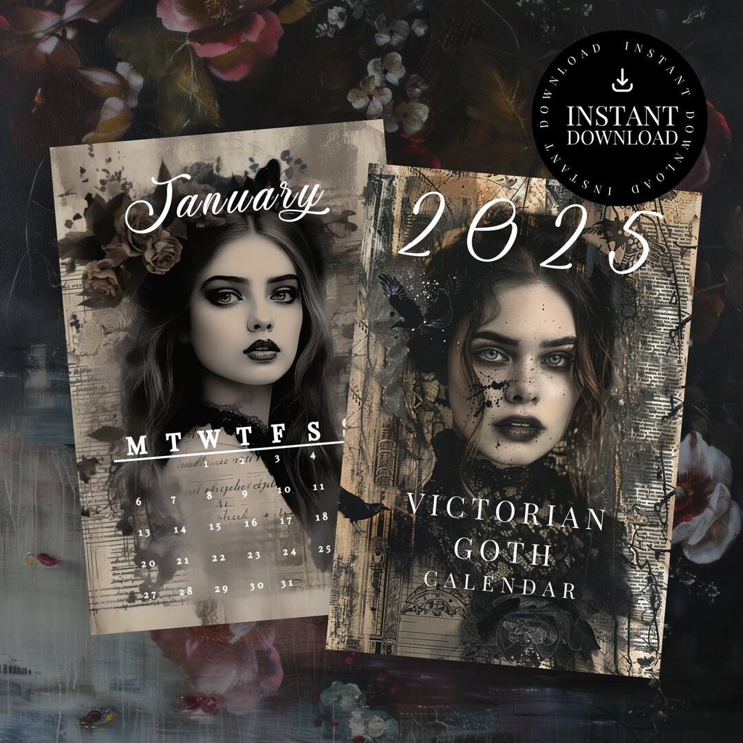 2025 Victorian Goth Junk Journal Printable Calendar Template INSTANT ...