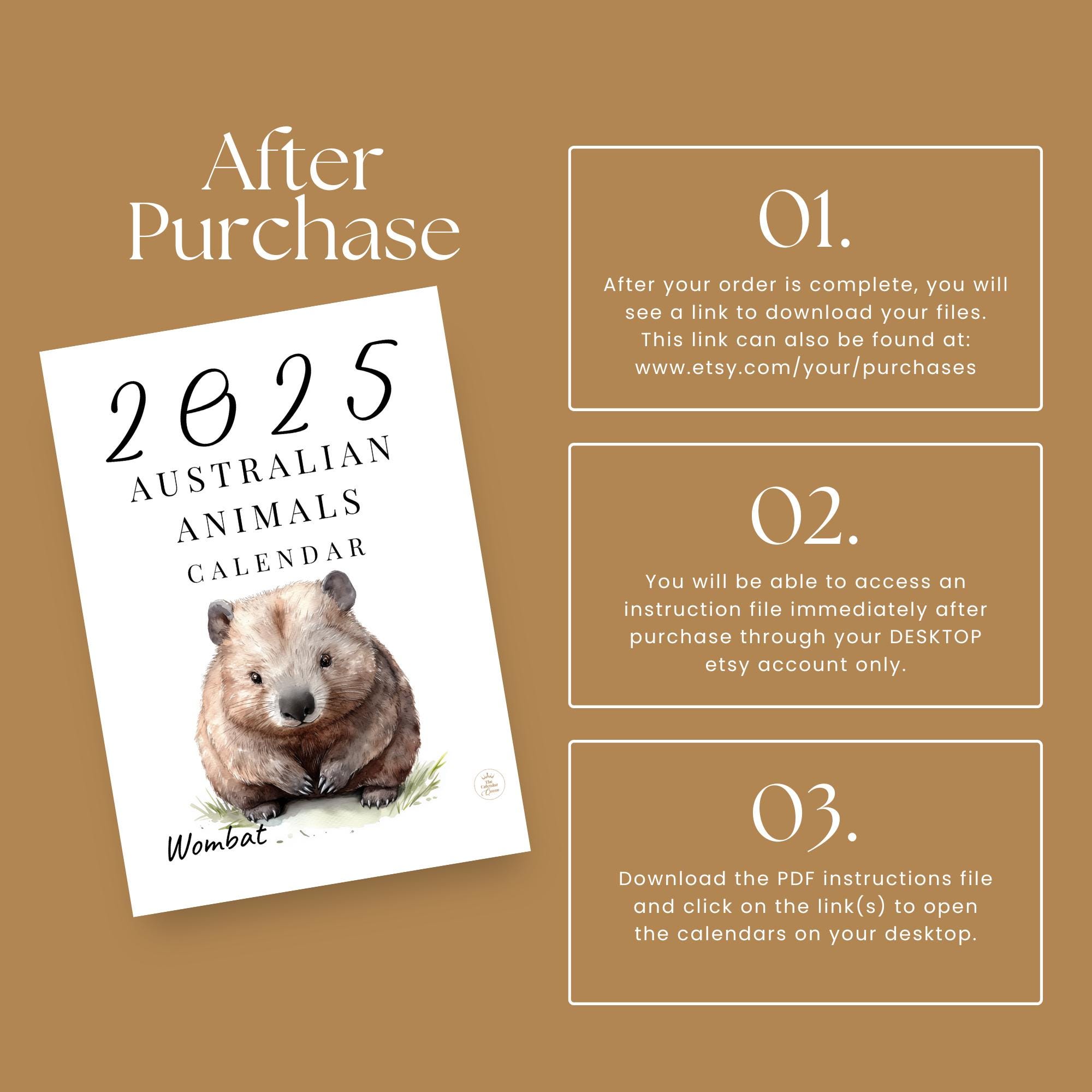 2025 Aussie Animals Printable Calendar Template INSTANT DOWNLOAD ...