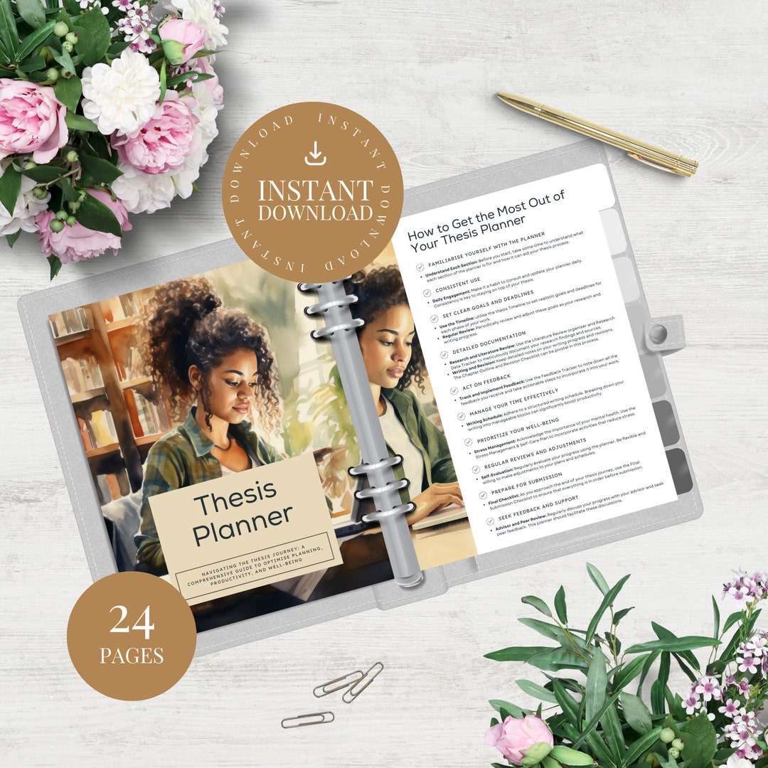 Thesis Planner Printable Template INSTANT DOWNLOAD A4 Size, Stress ...