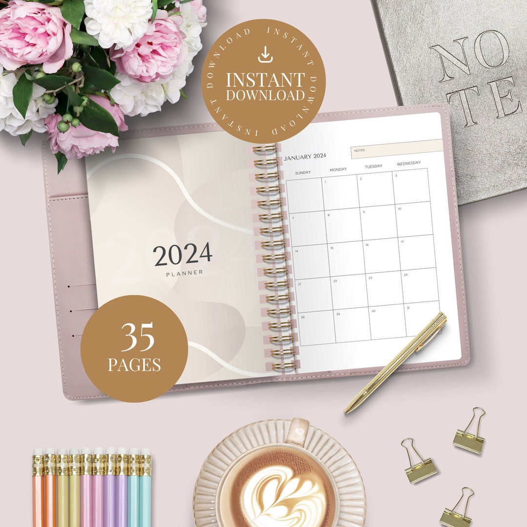 Minimalistic Ivory 2024 Printable Planner Template INSTANT DOWNLOAD ...