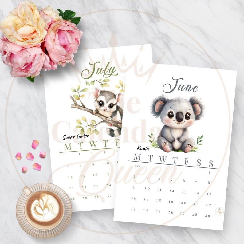 2025 Aussie Animals Printable Calendar Template INSTANT DOWNLOAD A4/A3 ...