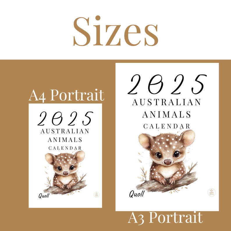 2025 Aussie Animals Printable Calendar Template INSTANT DOWNLOAD A4/A3 ...