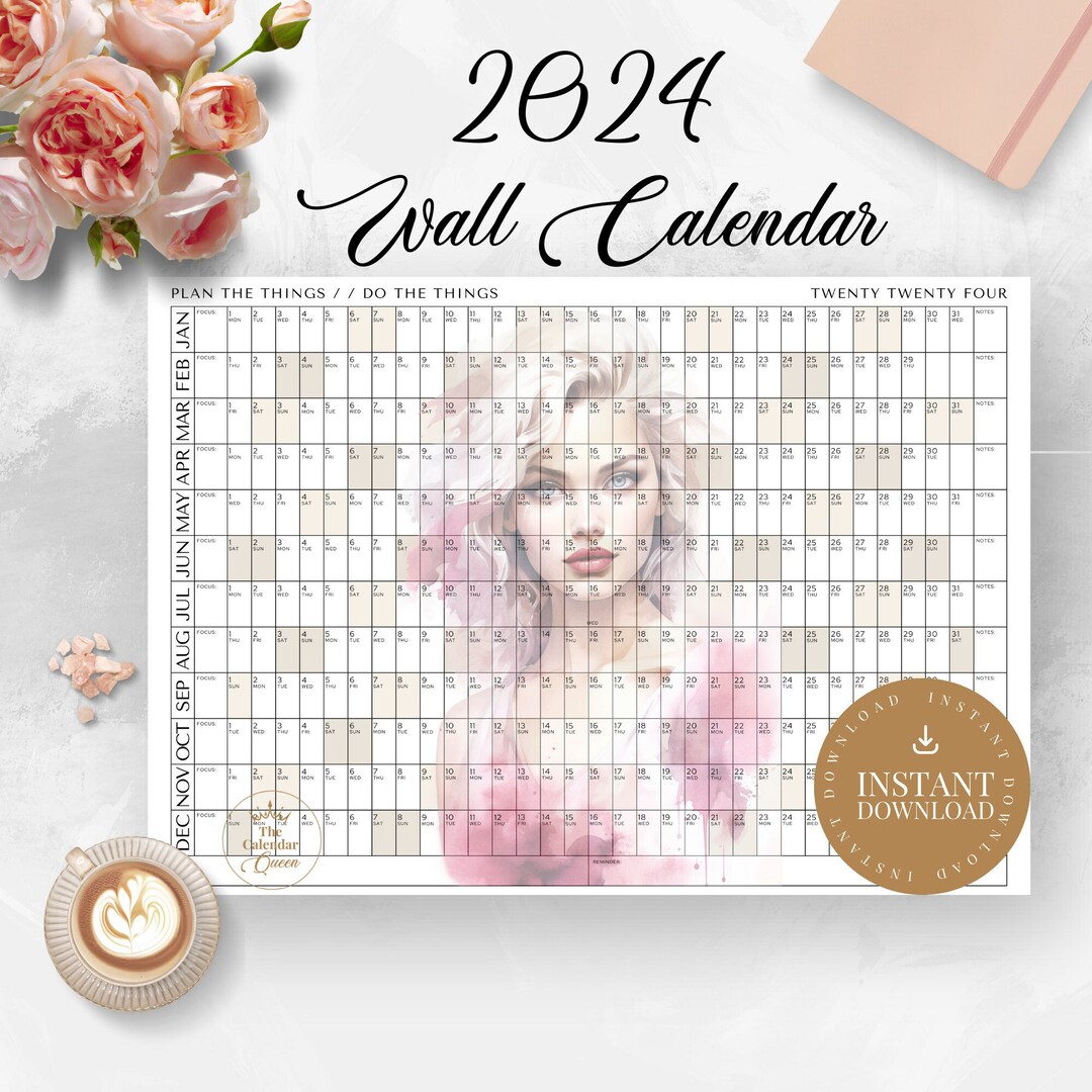 Watercolour Fashion 2024 Printable Wall Calendar Template INSTANT ...