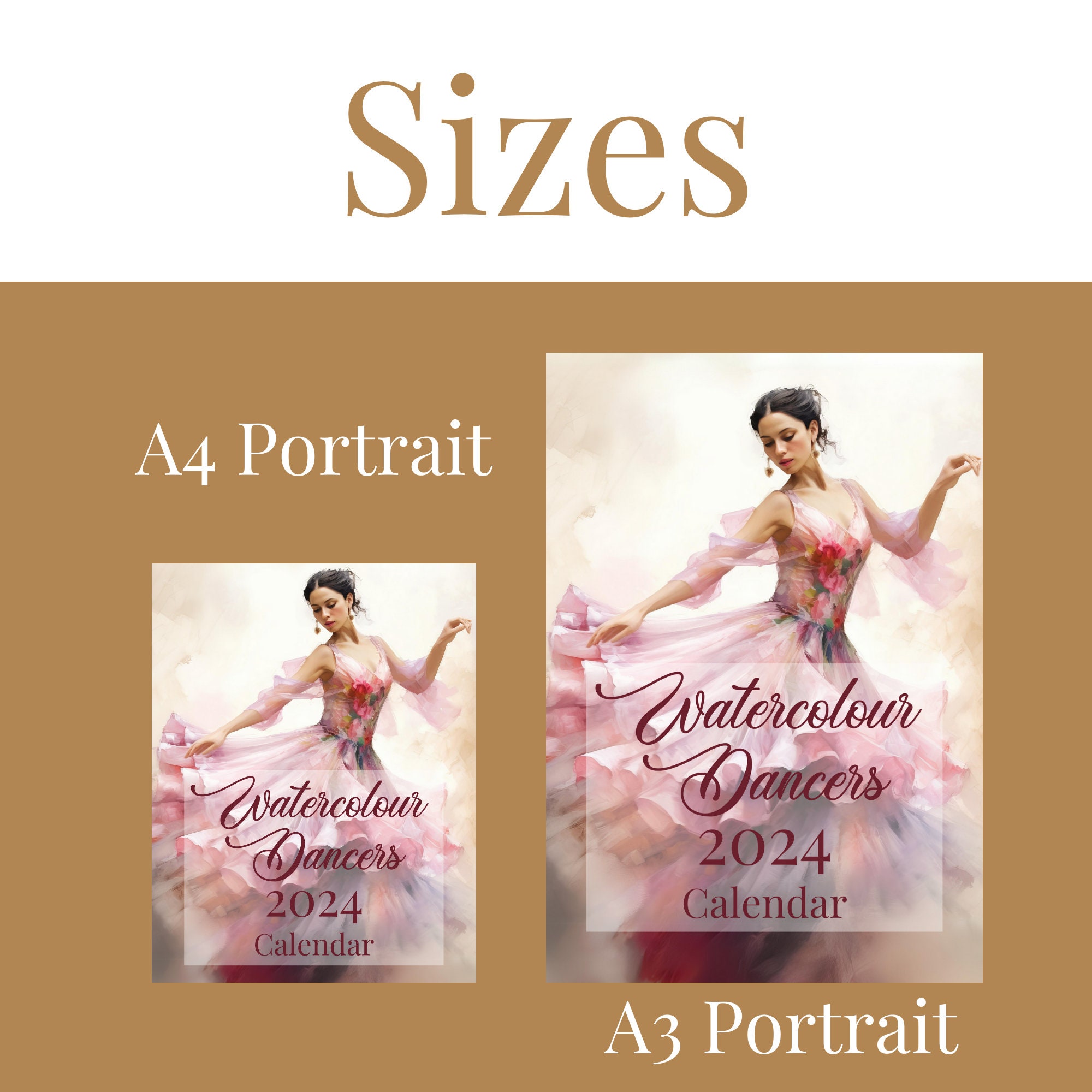 Watercolour Dancers 2024 Printable Calendar Template INSTANT DOWNLOAD ...