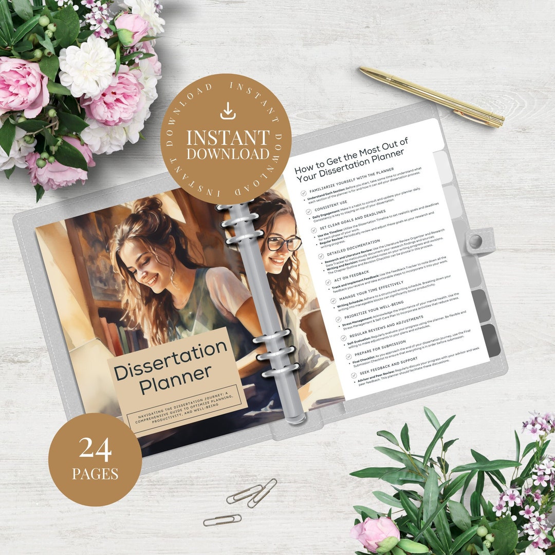 Dissertation Planner Printable Template INSTANT DOWNLOAD US Letter/a4 ...