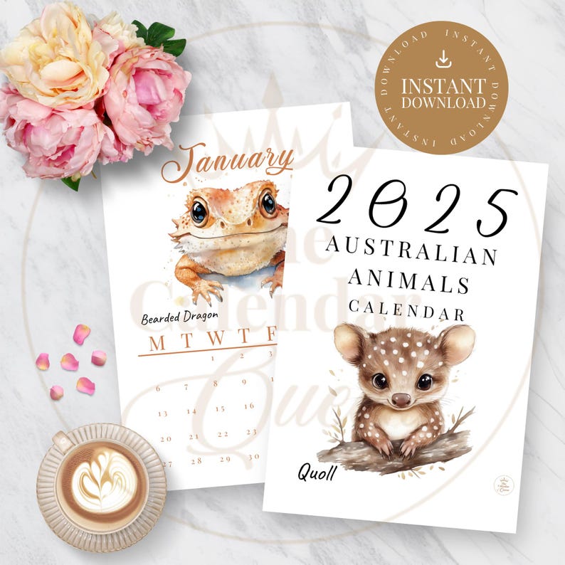 2025 Aussie Animals Printable Calendar Template INSTANT DOWNLOAD A4/A3 ...
