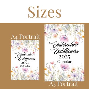 Watercolour Wildflowers 2025 Printable Calendar Template INSTANT ...
