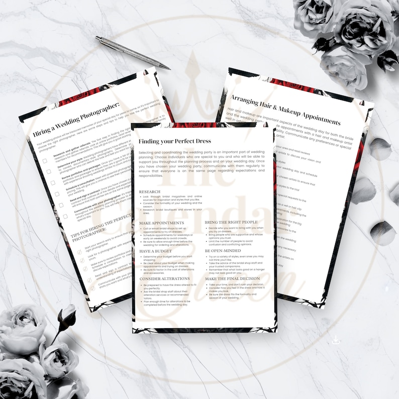 Gothic Wedding Planner Printable Template INSTANT DOWNLOAD A4/US Size, Wedding Itinerary ...