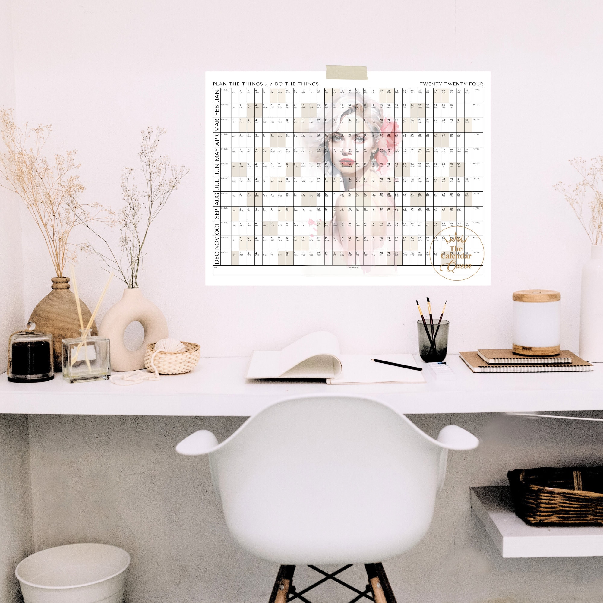 Watercolour Fashion 2024 Printable Wall Calendar Template INSTANT ...