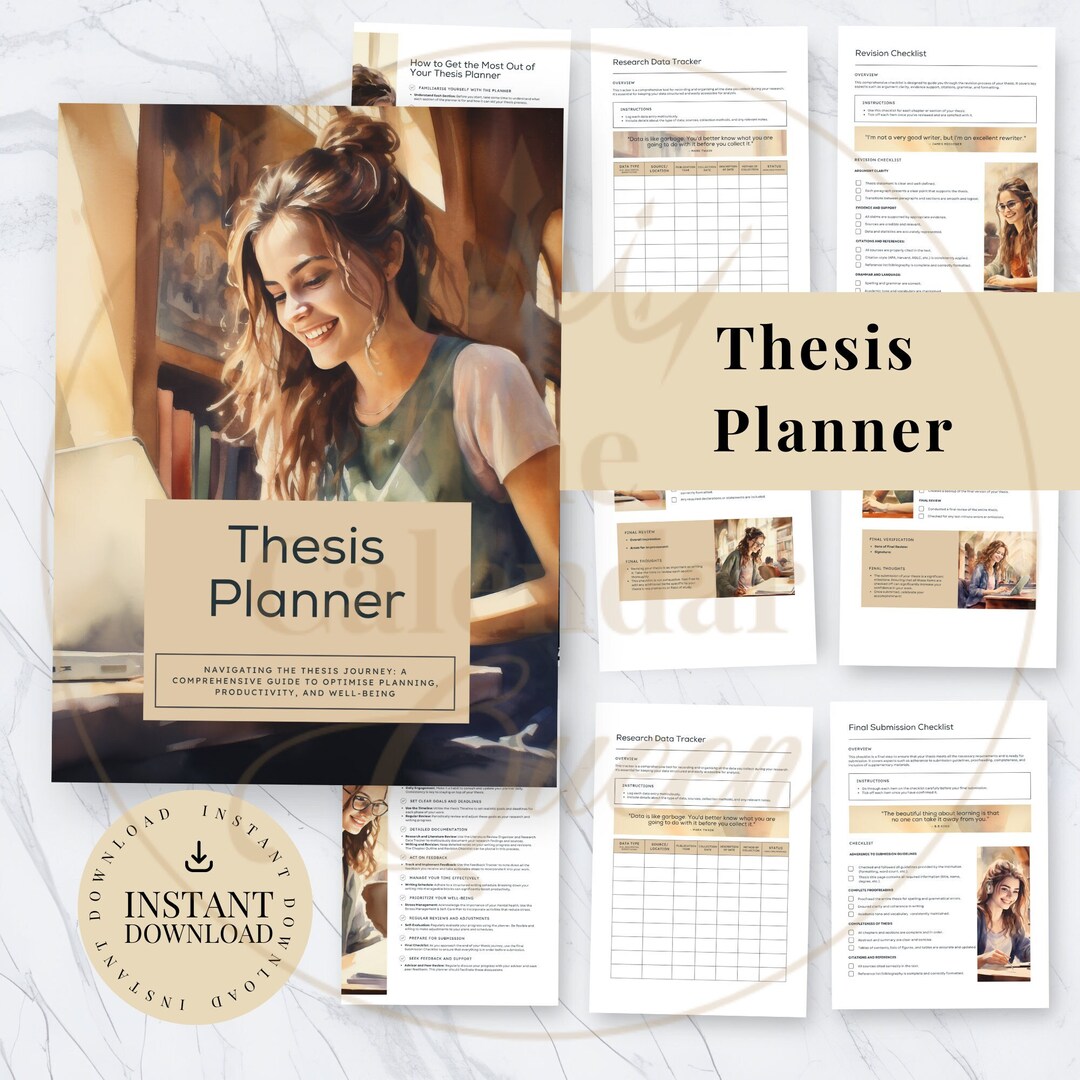 Thesis Planner Printable Template INSTANT DOWNLOAD A4 Size, Stress ...