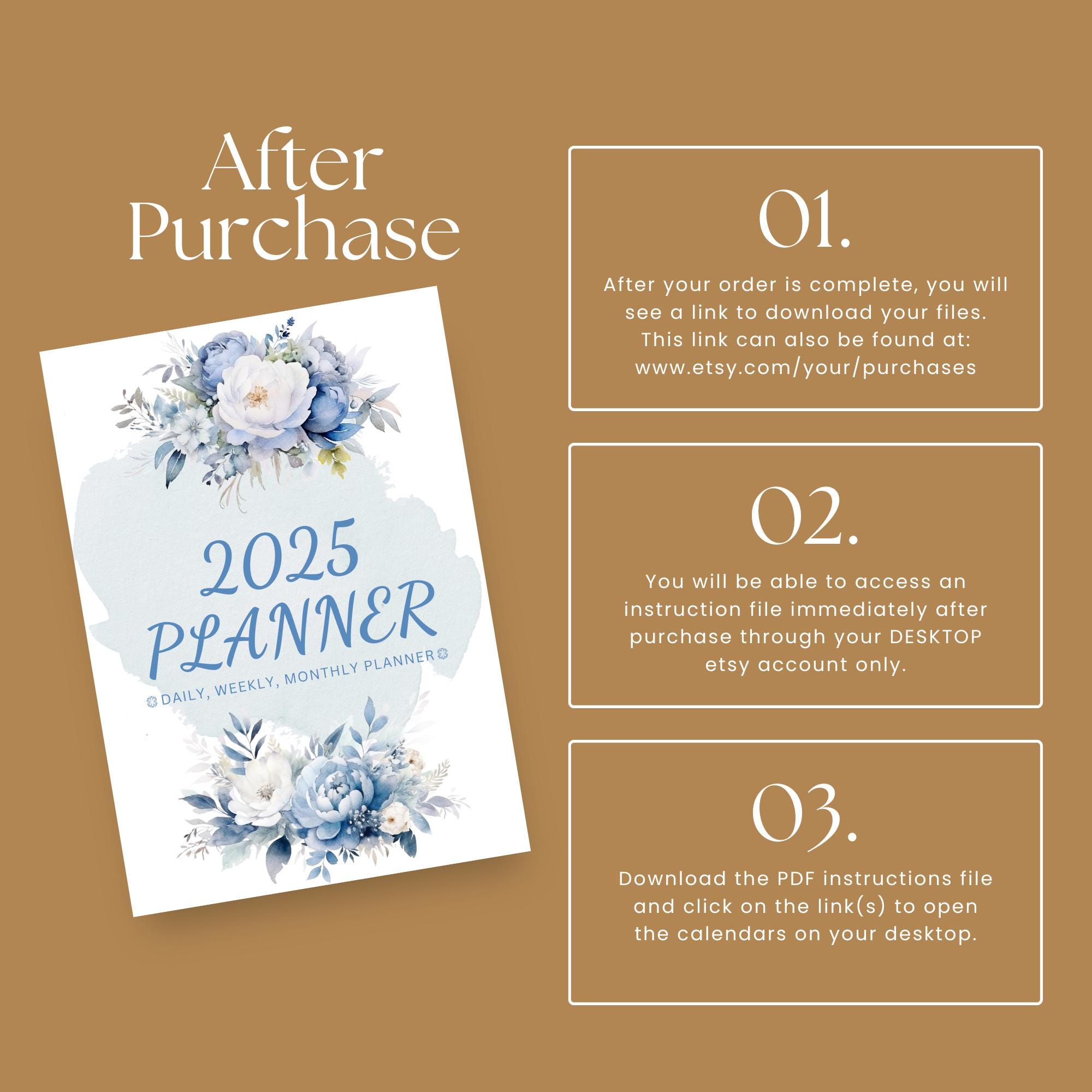 2025 Blue Printable Planner Template INSTANT DOWNLOAD A4/US Letter Size ...