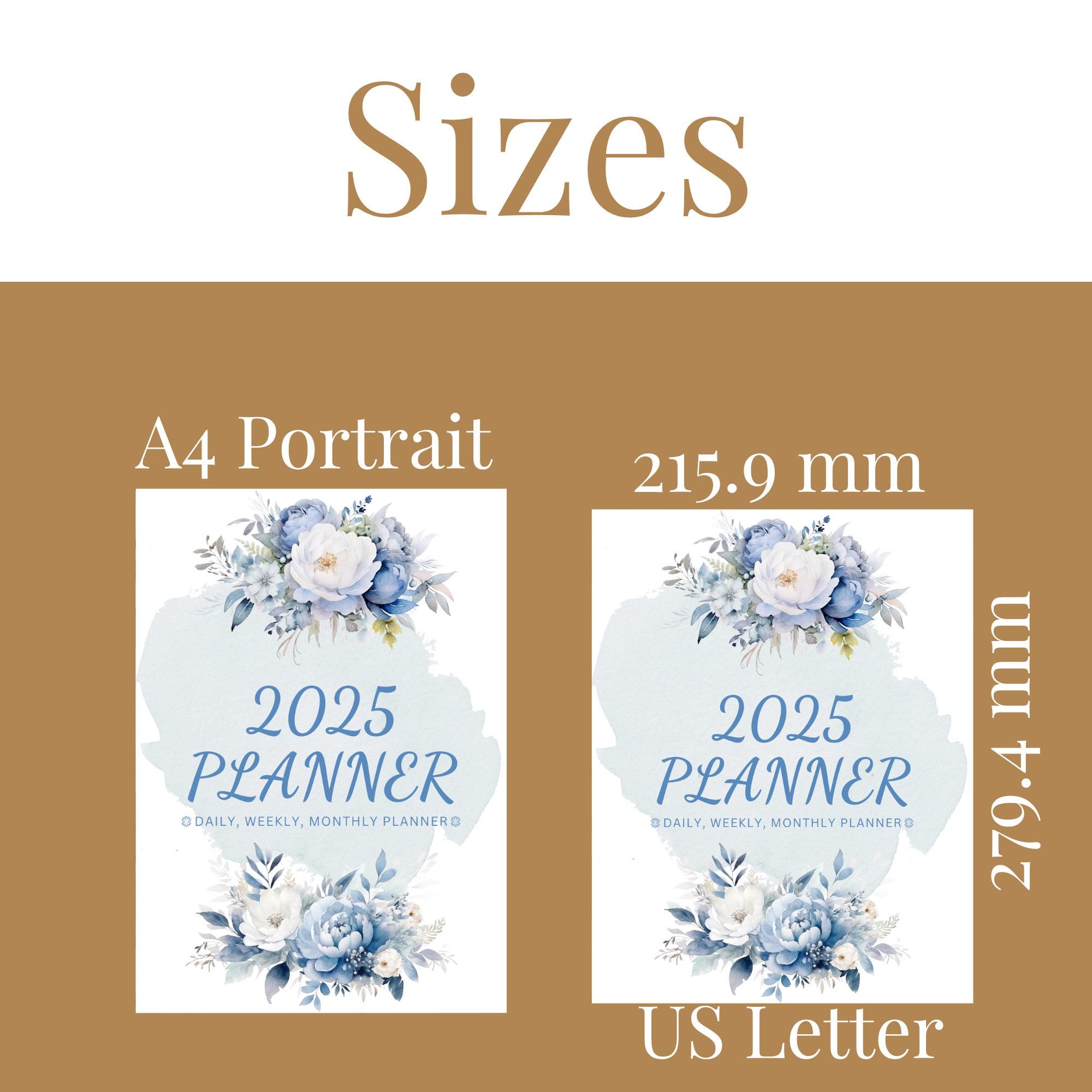 2025 Blue Printable Planner Template INSTANT DOWNLOAD A4/US Letter Size ...
