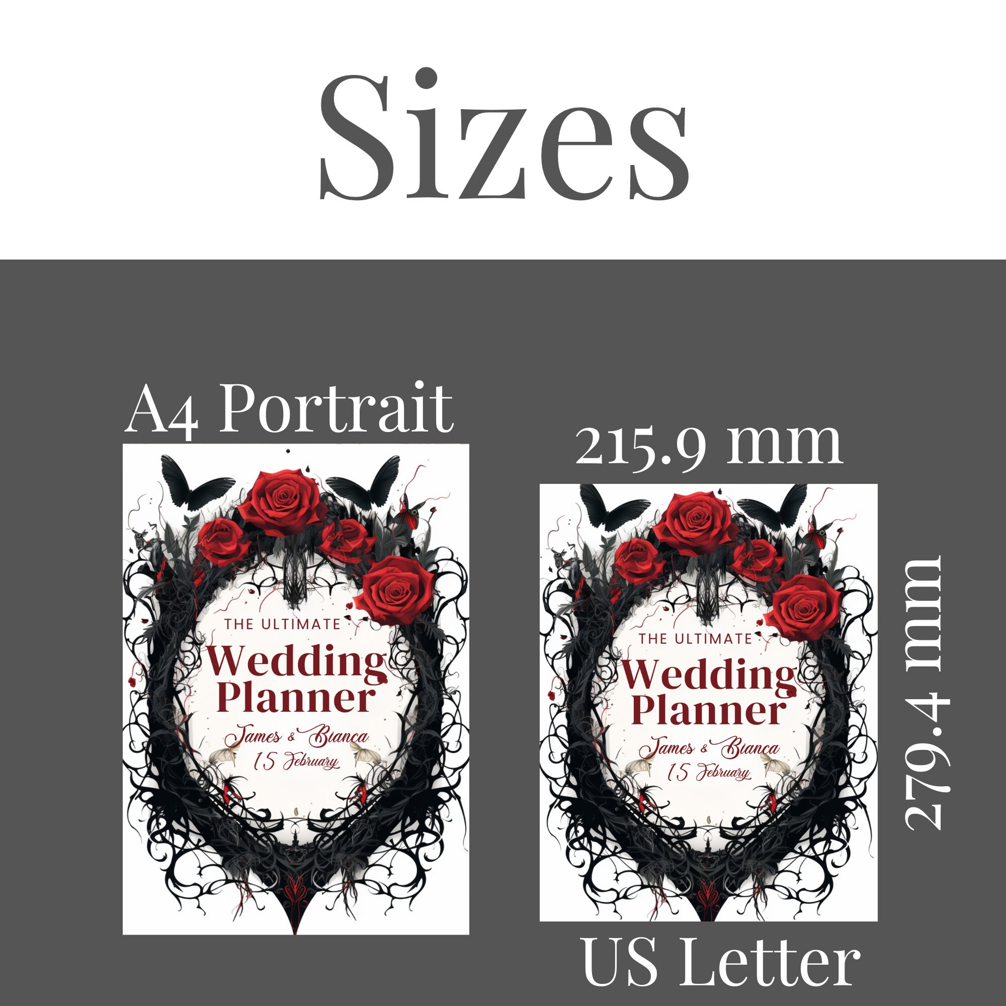 Gothic Wedding Planner Printable Template INSTANT DOWNLOAD A4/US Size, Wedding Itinerary ...