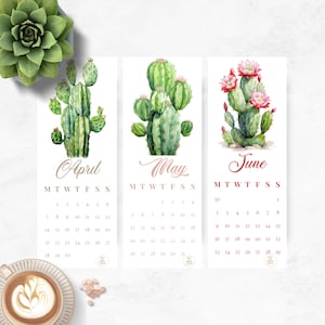 2025 Watercolour Cacti Printable Bookmark Calendar INSTANT DOWNLOAD ...