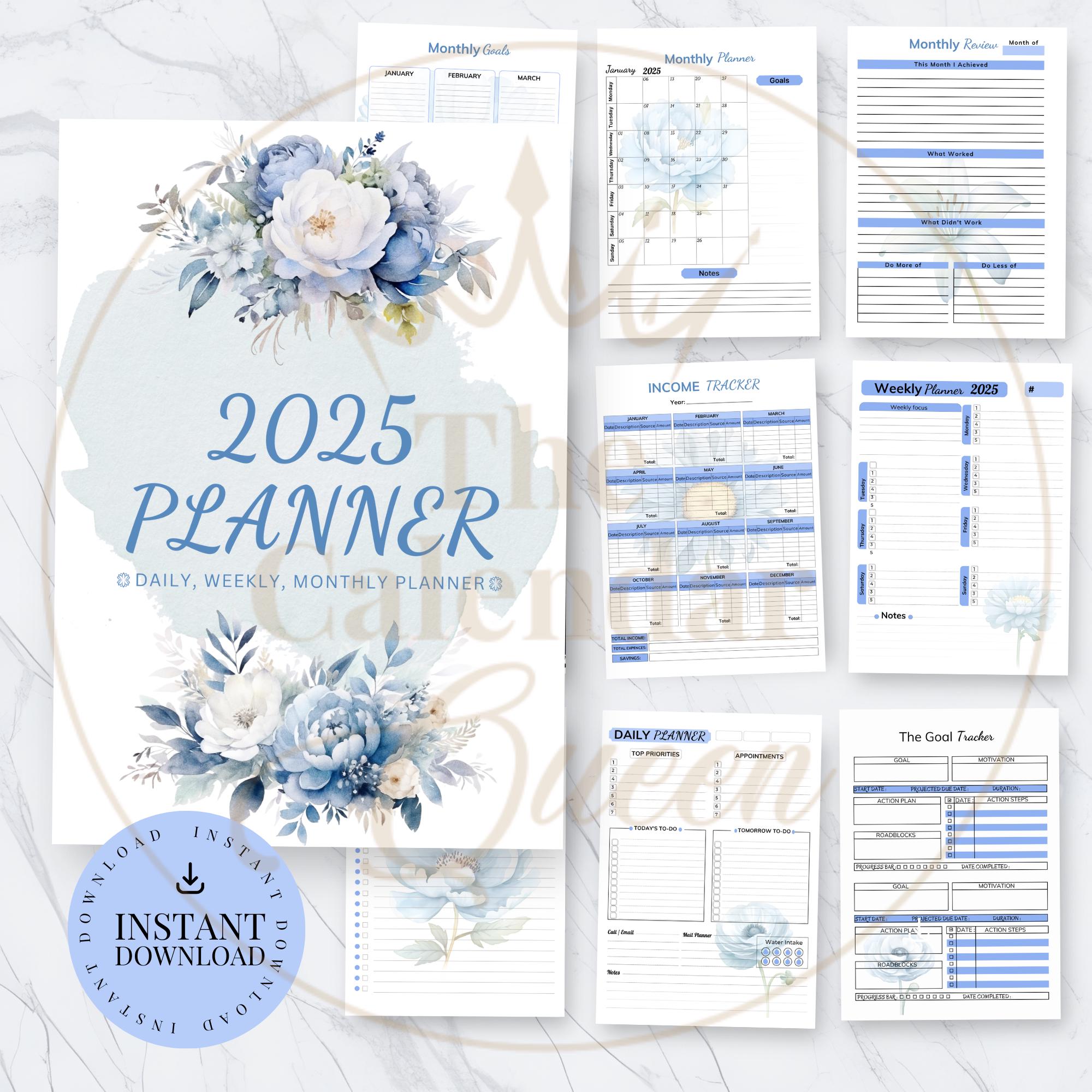 2025 Blue Printable Planner Template INSTANT DOWNLOAD A4/US Letter Size ...