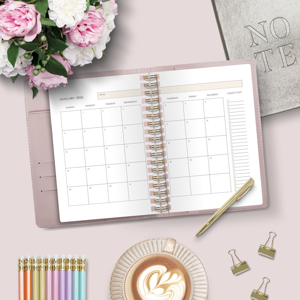 Minimalistic Ivory 2024 Printable Planner Template INSTANT DOWNLOAD ...