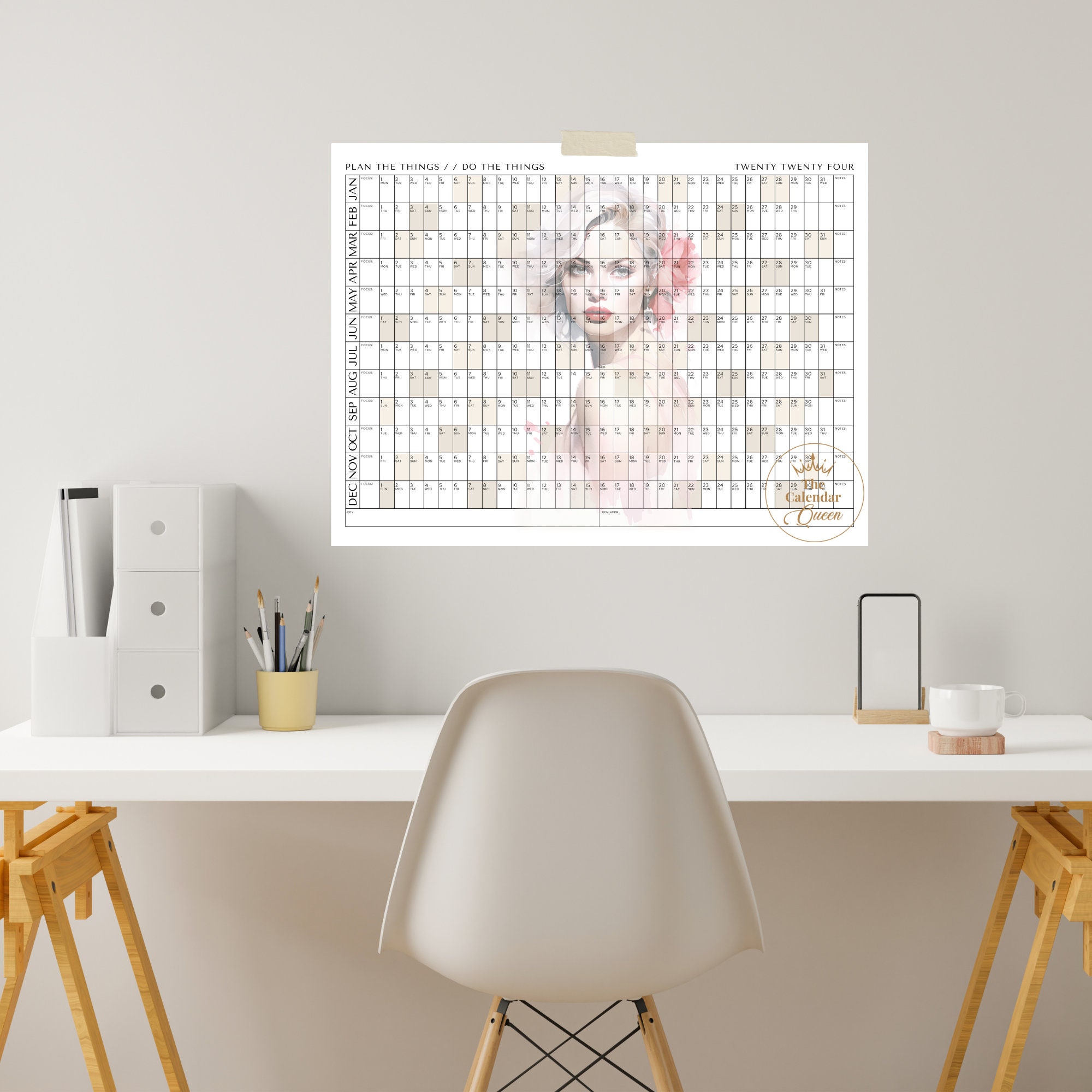 Watercolour Fashion 2024 Printable Wall Calendar Template INSTANT ...