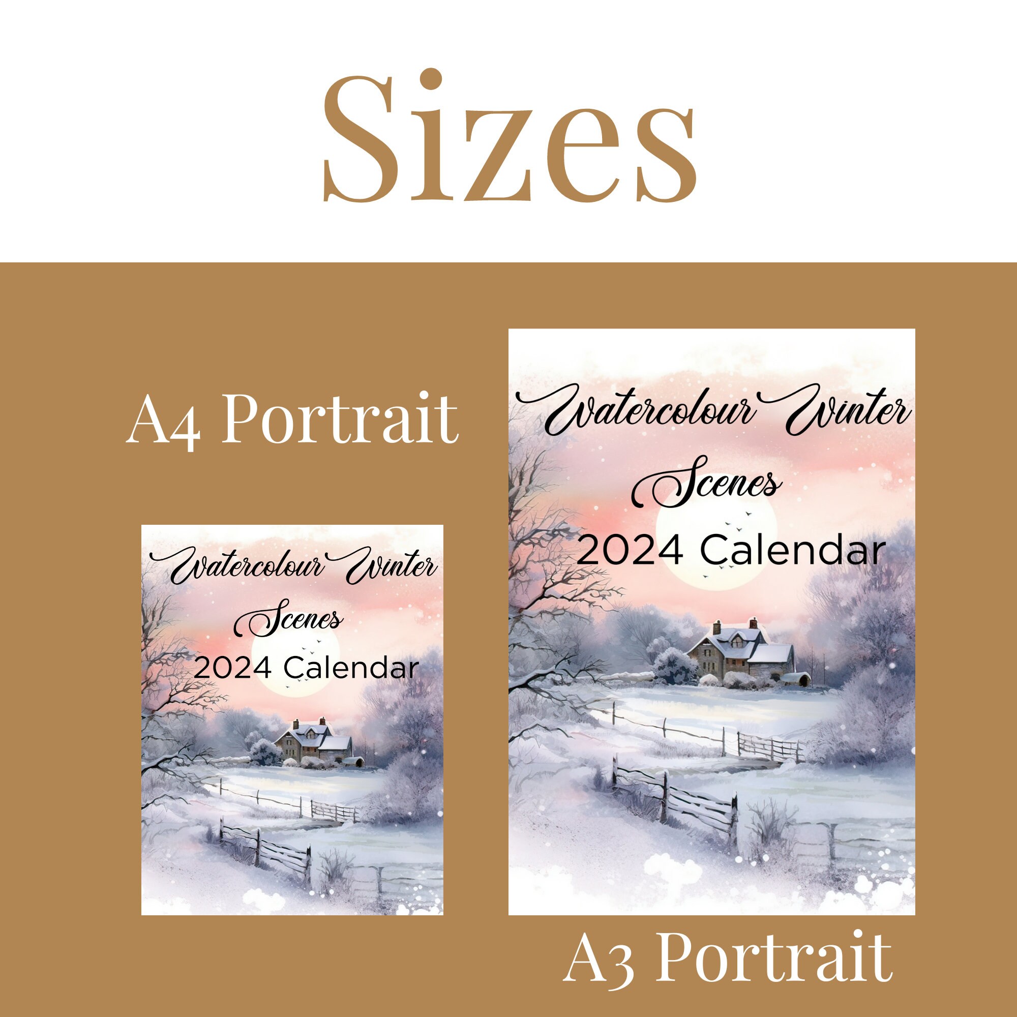 Watercolour Winter Scenes 2024 Printable Calendar Template INSTANT ...
