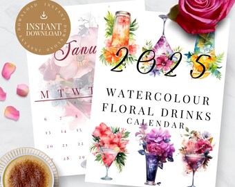 Watercolour Wildflowers 2025 Printable Calendar Template INSTANT ...