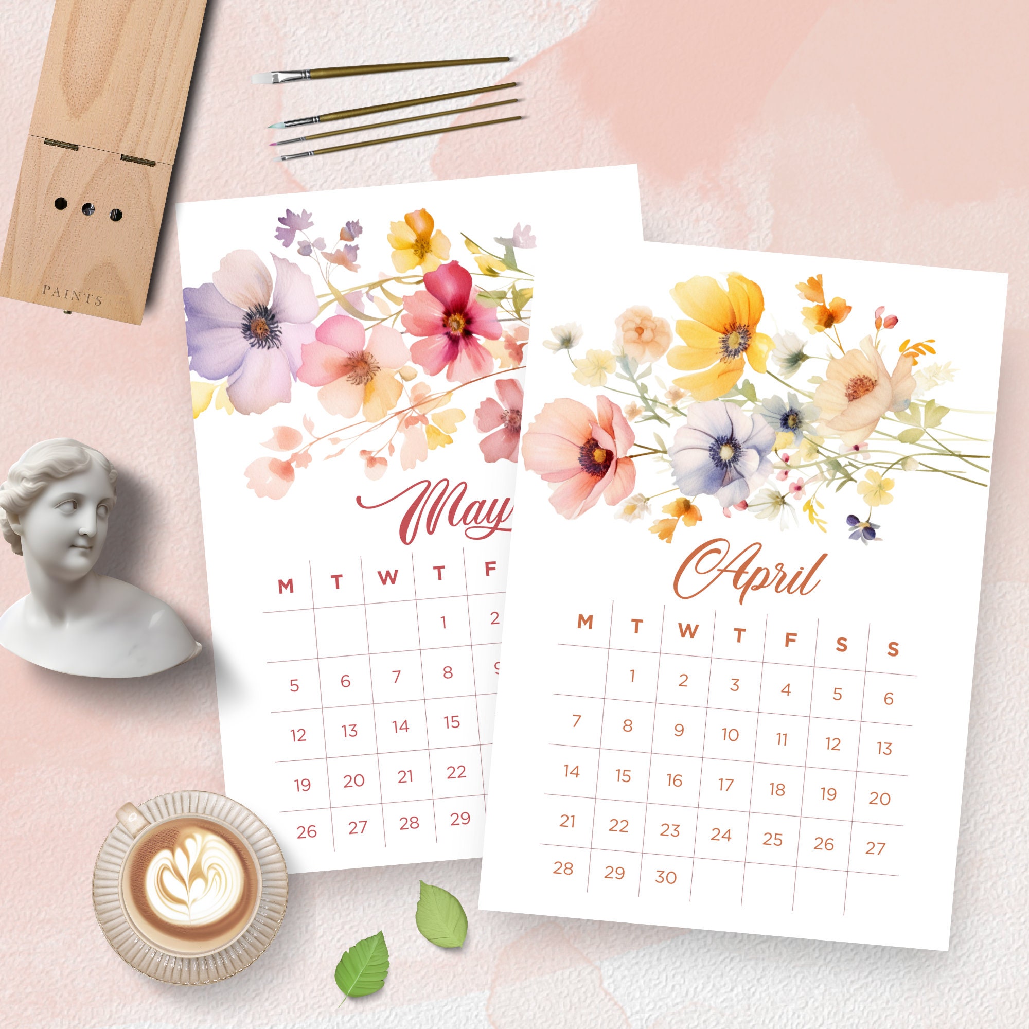 Watercolour Wildflowers 2025 Printable Calendar Template INSTANT ...