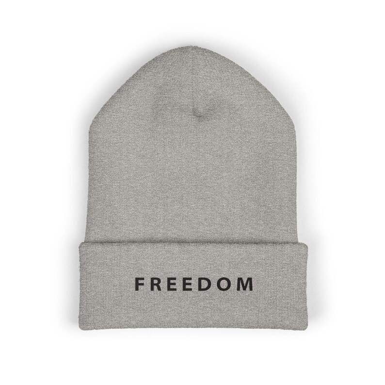 Charlie Kirk “FREEDOM” Beanie – Soft Gray Knit Hat, Inspirational ...