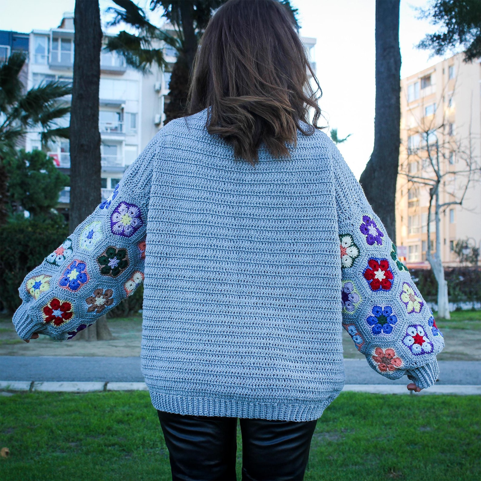 Crochet African Flower Oversized Sweater: Handmade Floral Pullover - Etsy