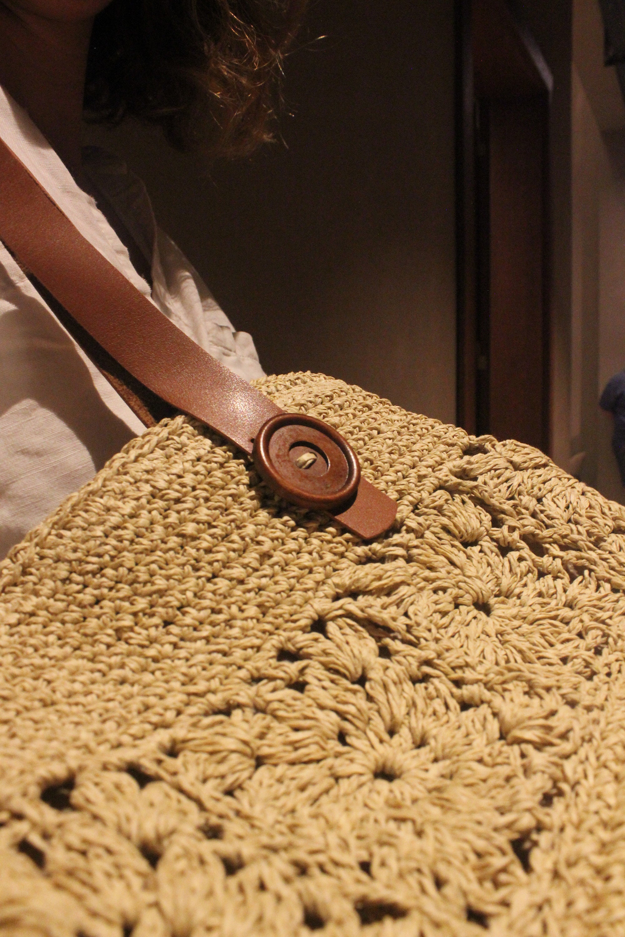 Paper String Knitted Bag, Eco-friendly Compartment Hand Knitted Tan Bag ...