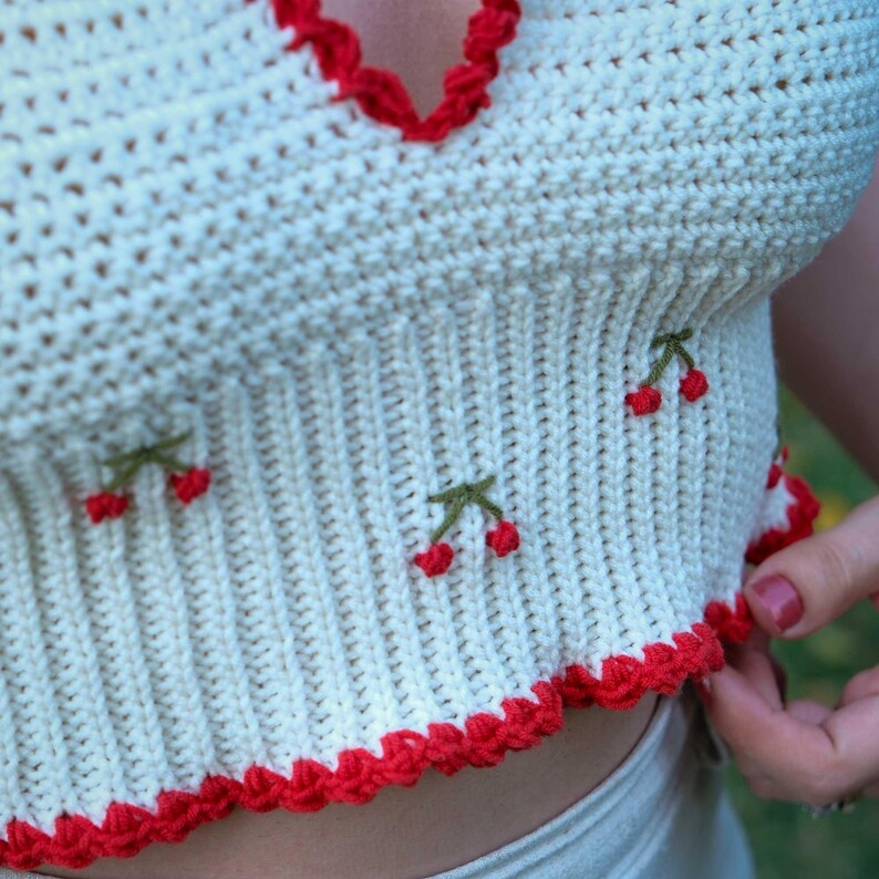 Crochet Cherry Crop Top: Embroidered Boho Festival Rave Outfit - Etsy