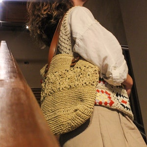Paper String Knitted Bag, Eco-friendly Compartment Hand Knitted Tan Bag ...