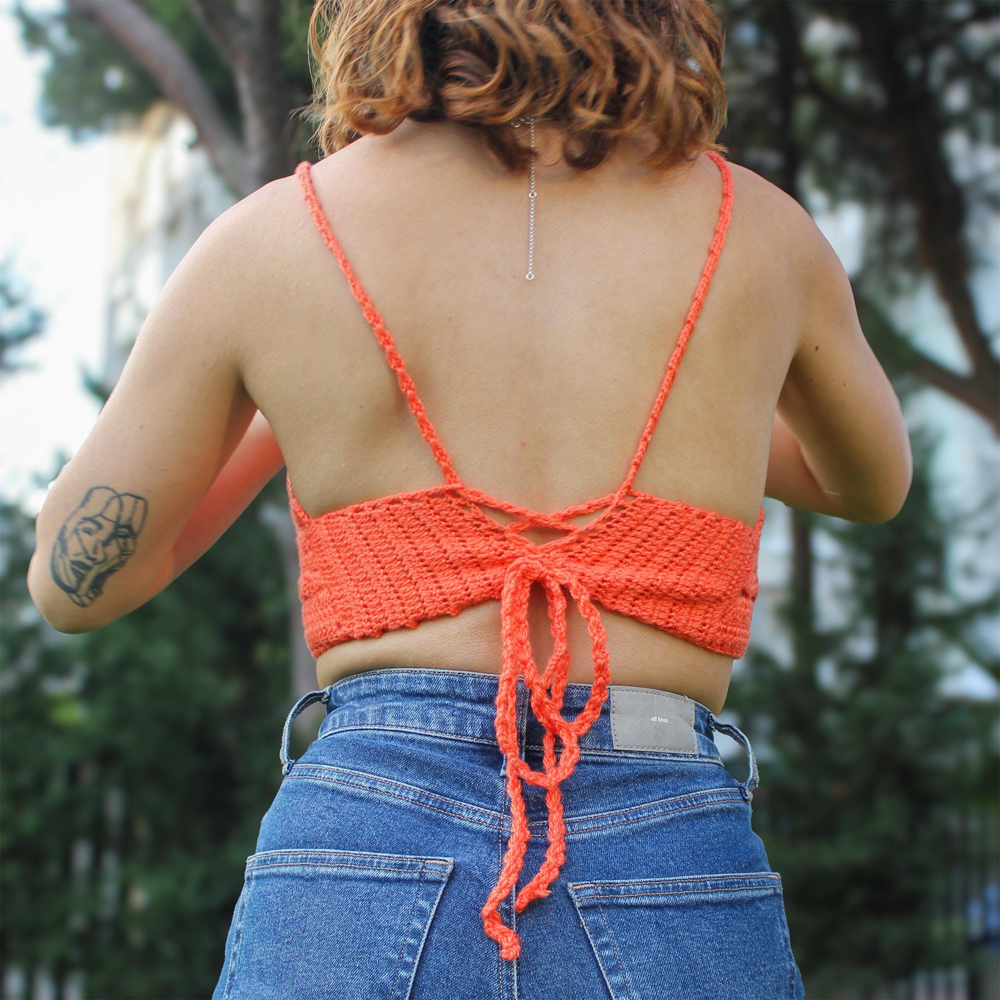 Handmade Orange Crochet Bralette: Adjustable Boho Crop Top - Etsy