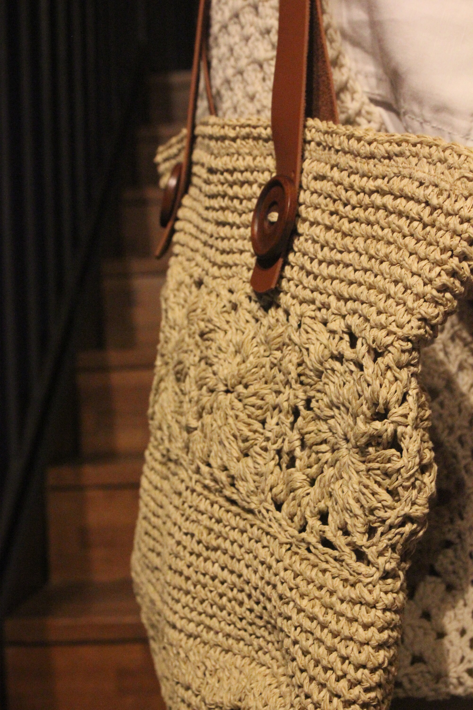Paper String Knitted Bag, Eco-friendly Compartment Hand Knitted Tan Bag ...