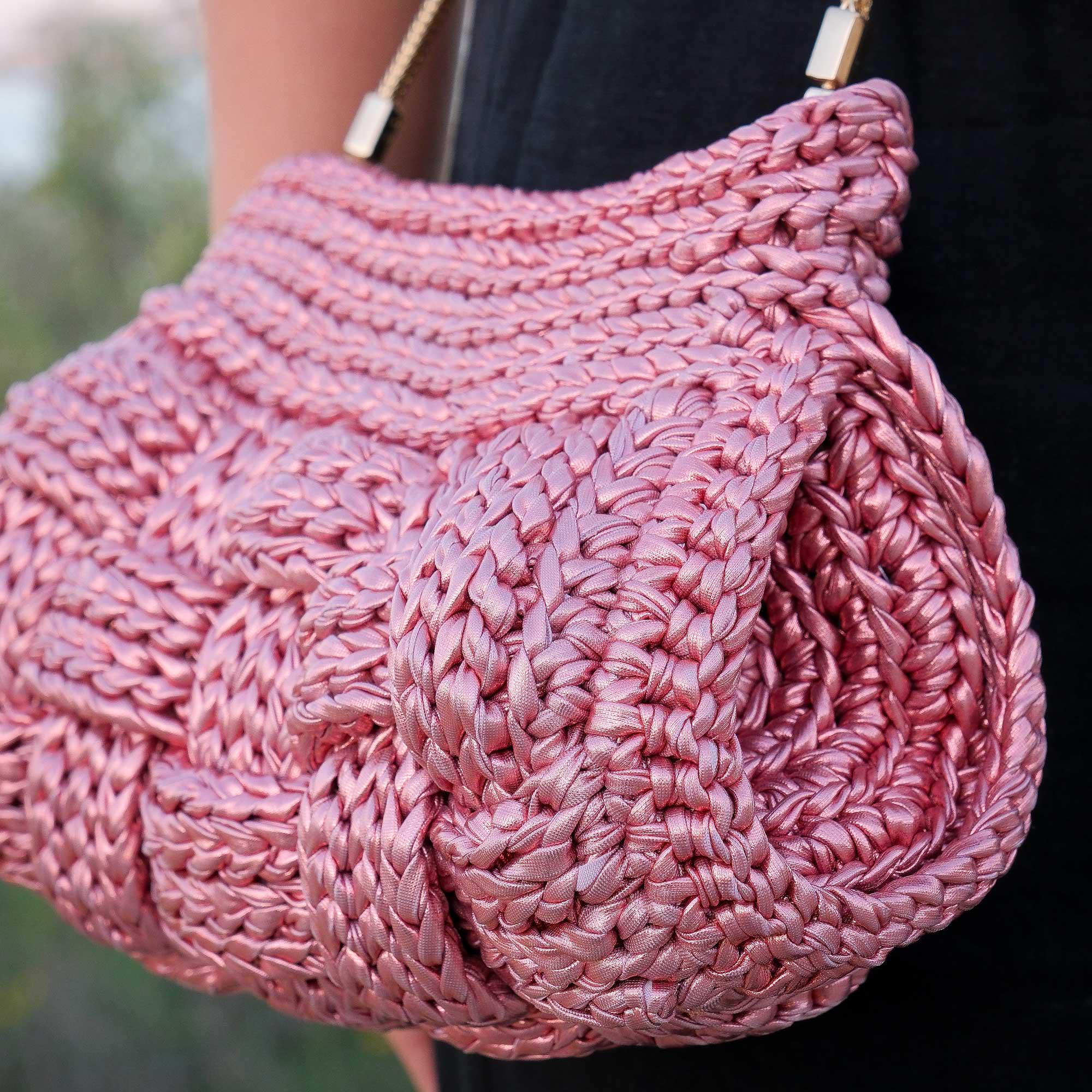 Rose Pink Woven Chain Shoulder Bag | Handmade | Basket Weave ...