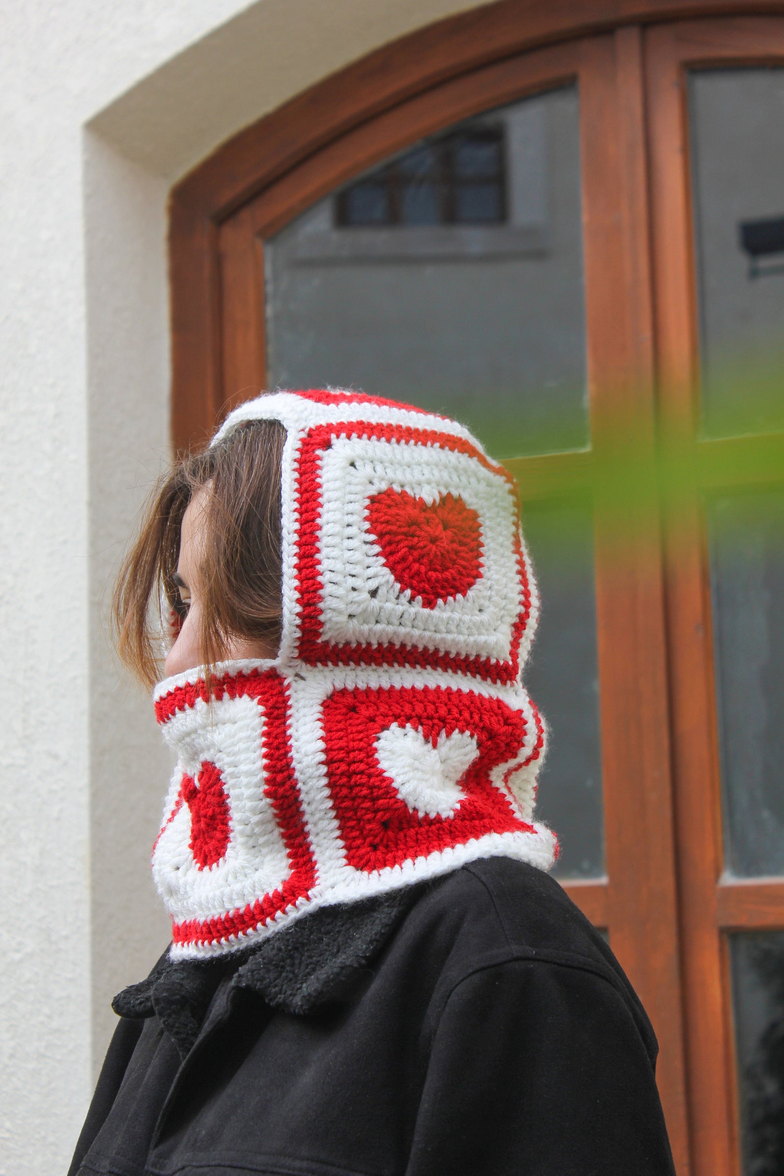 Red Heart Balaclava, Knitted Balaclava Mask, Ski Mask Balaclava ...