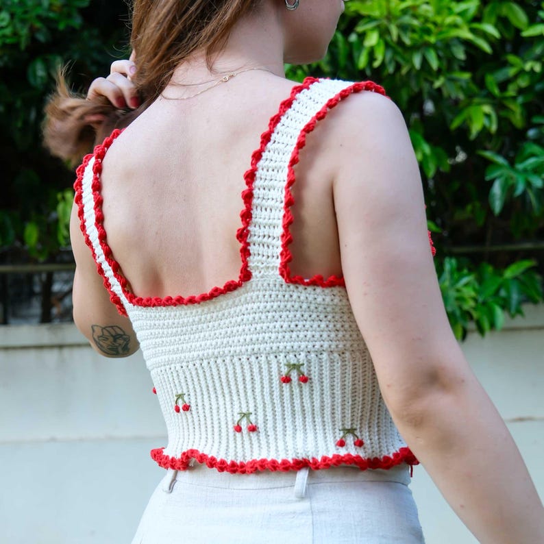 Crochet Cherry Crop Top: Embroidered Boho Festival Rave Outfit - Etsy