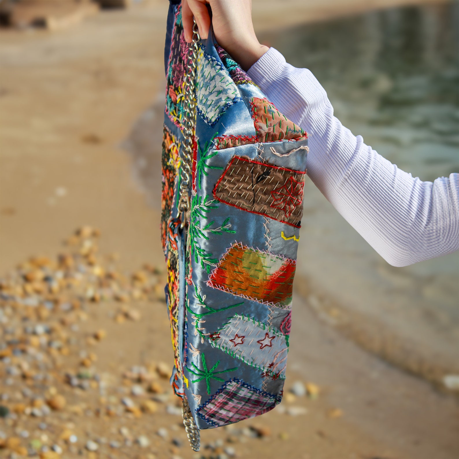 Unique Handmade Bag Inspired by Japanese Boro Art, Satin Boho Tote Bag ...