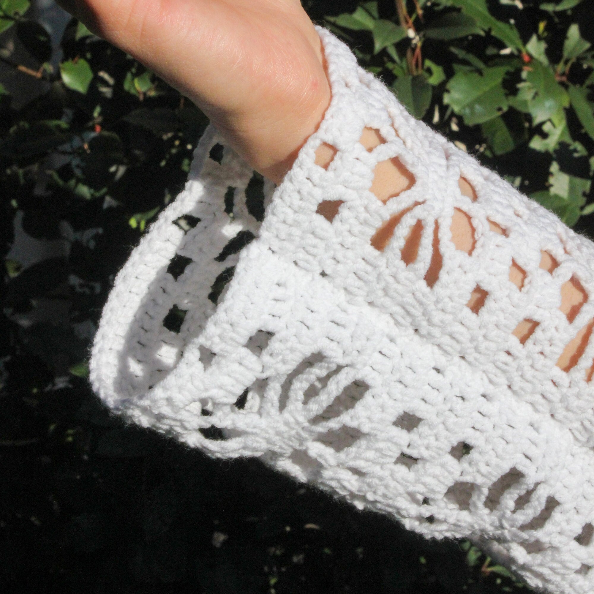 Women White Crochet Mesh Top, Fishnet Mesh Blouse, Patterned Crop Top ...