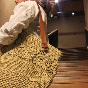 Paper String Knitted Bag, Eco-friendly Compartment Hand Knitted Tan Bag ...