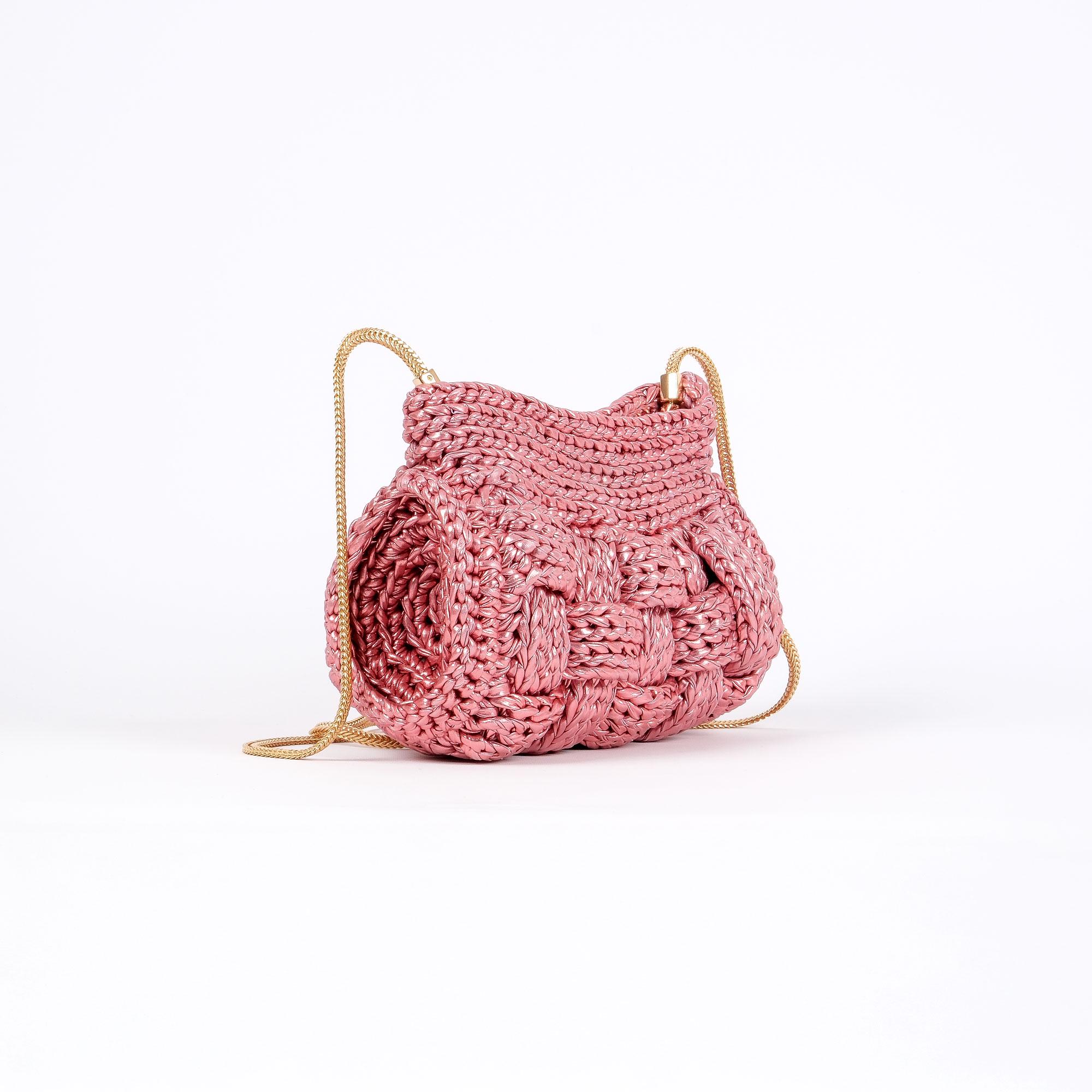 Rose Pink Woven Chain Shoulder Bag | Handmade | Basket Weave ...