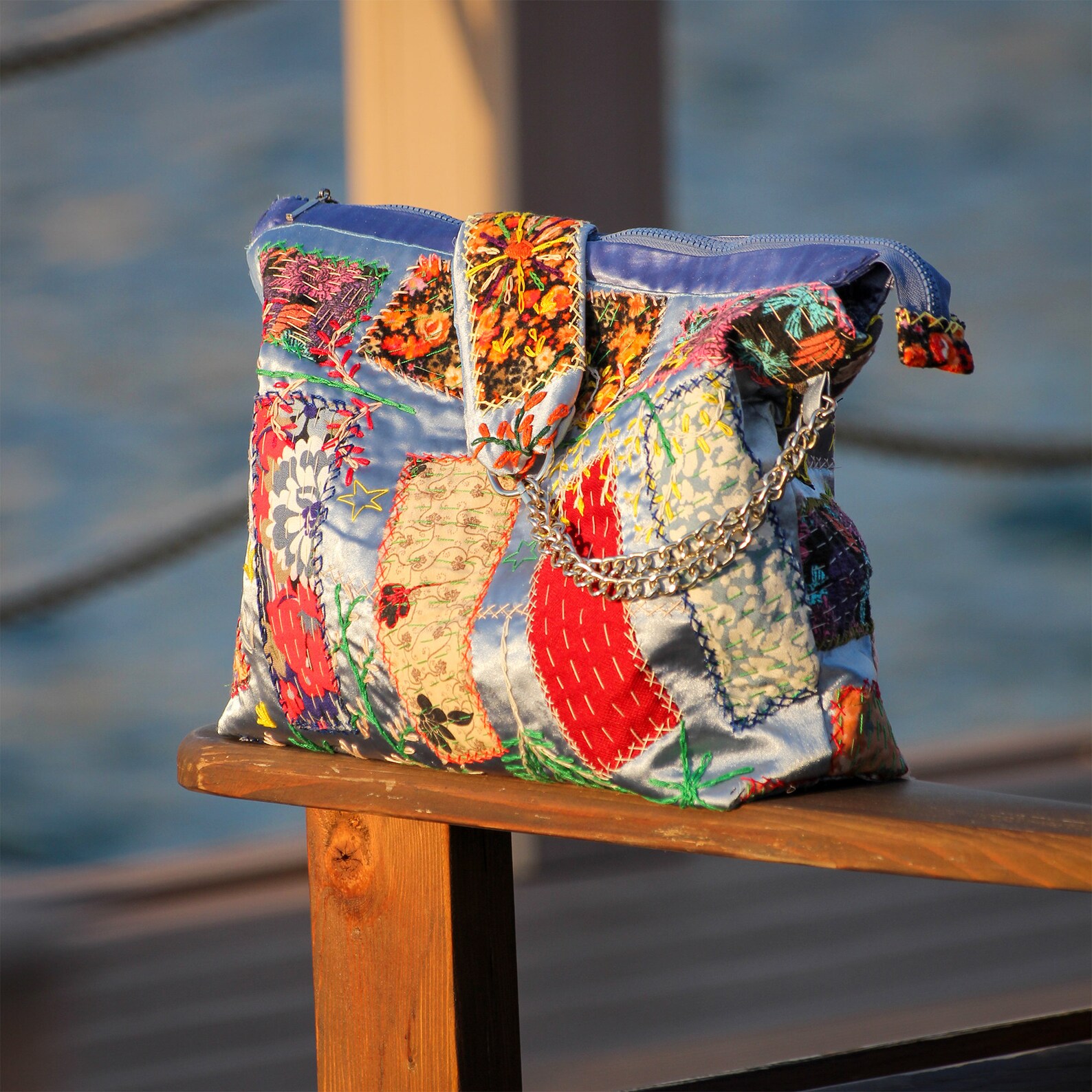 Unique Handmade Bag Inspired by Japanese Boro Art, Satin Boho Tote Bag ...