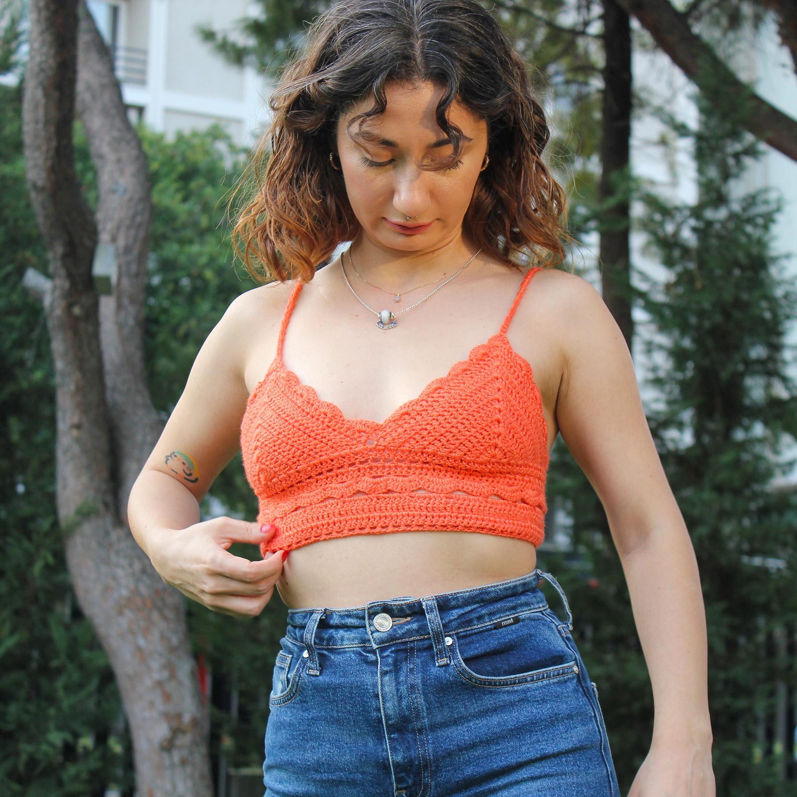 Handmade Orange Crochet Bralette: Adjustable Boho Crop Top - Etsy