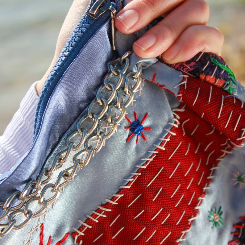 Unique Handmade Bag Inspired by Japanese Boro Art, Satin Boho Tote Bag ...