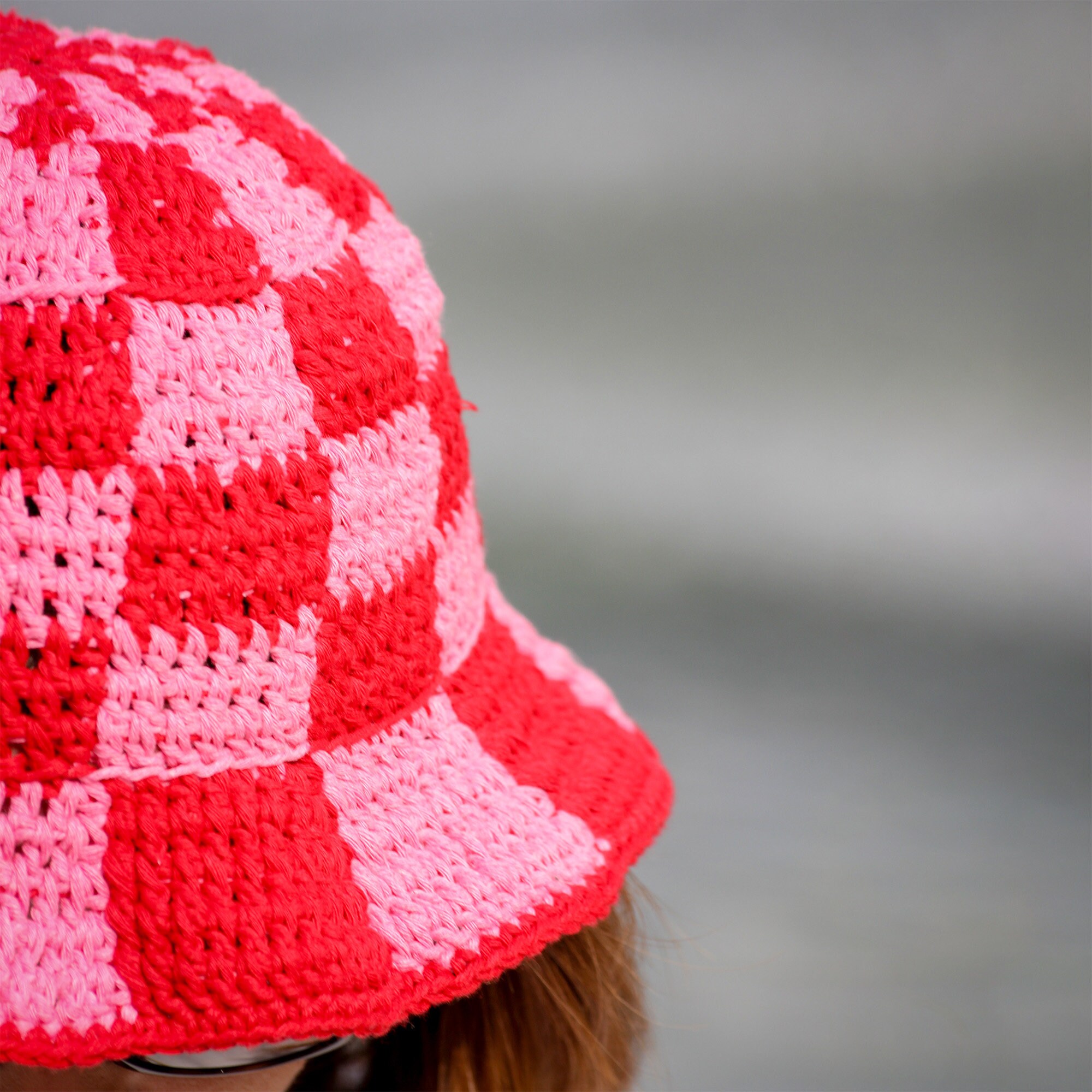 Crochet Bucket Hat, Checkered Summer Hats for Woman, Cute Crochet Sun ...