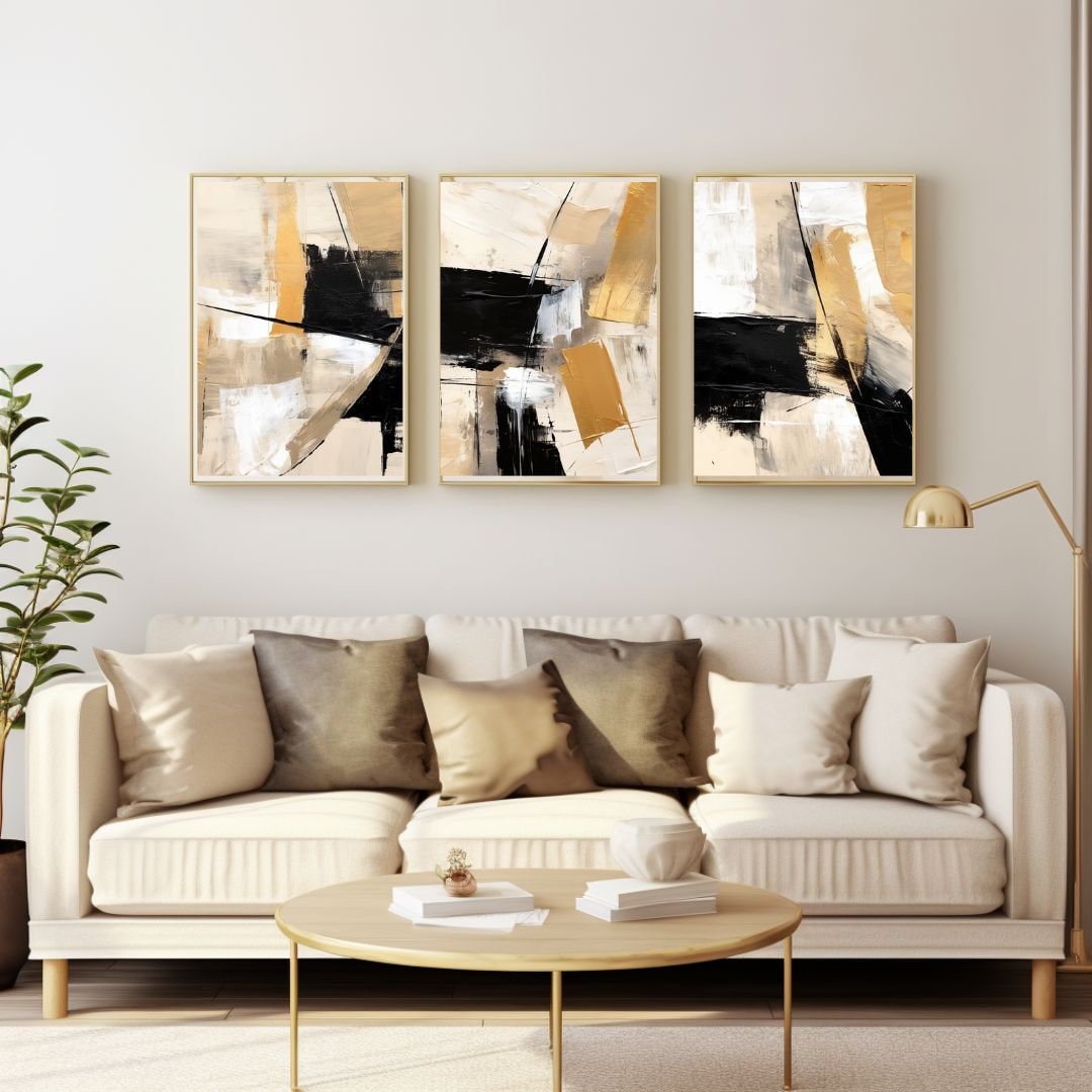 Wall Art Modern Abstract Neutral Art Black Beige Gold Art Printable ...