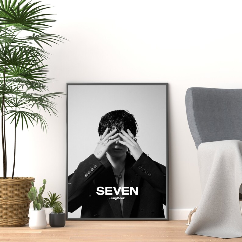 BTS Jungkook Seven Poster, Jungkook Wall Art, BTS Minimalistic Art ...